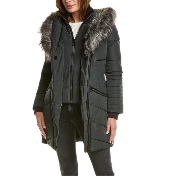Noize | Jackets & Coats | Noize Faux Fur Vegan Leather Trimquilted ...